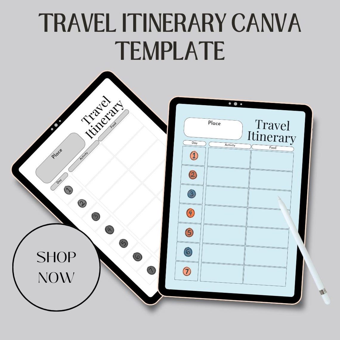 Editable Travel Itinerary Canva Template | Digital Trip Planner ...