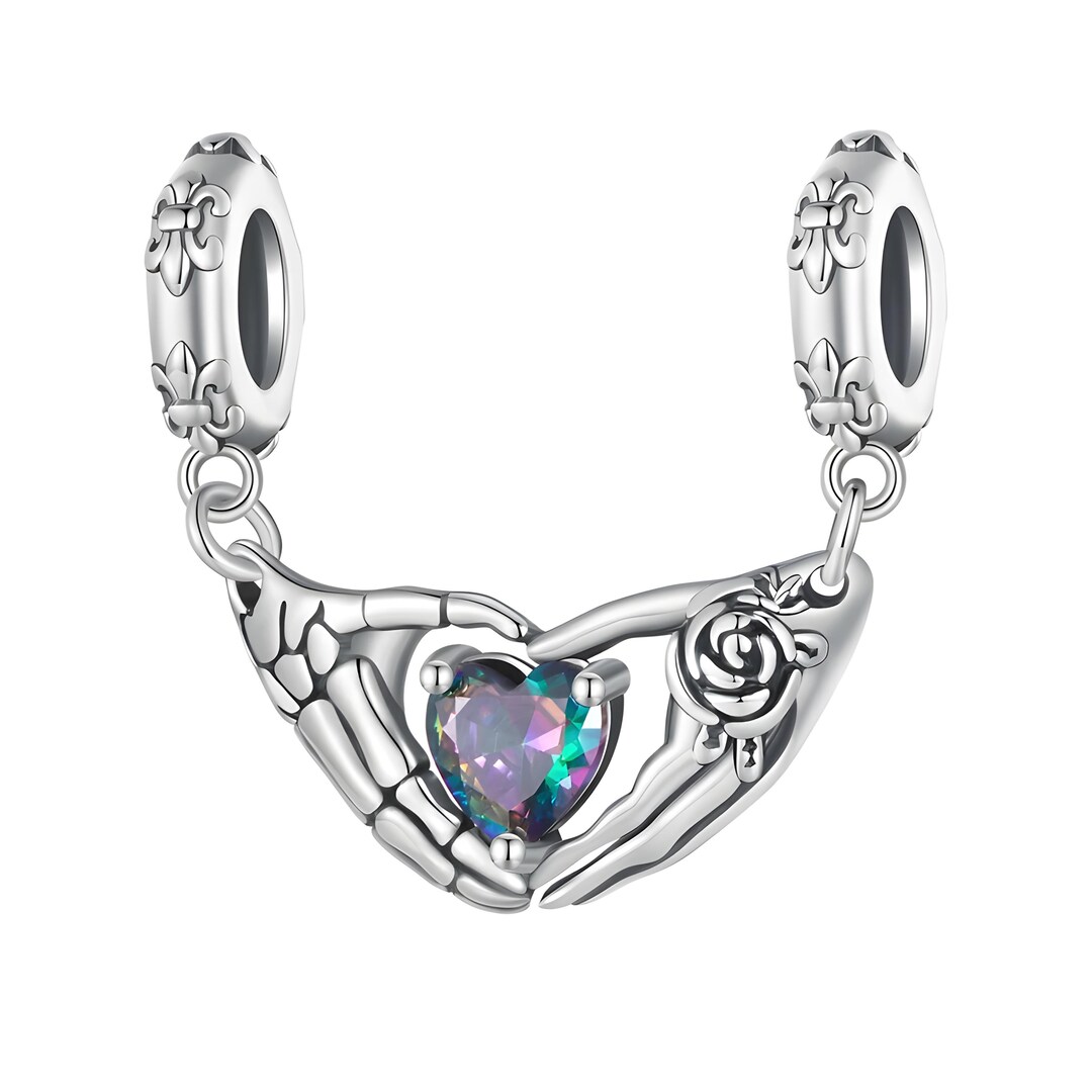 Skeleton Hands Love Heart Charm, Halloween Charms, Dark Charms, Genuine ...