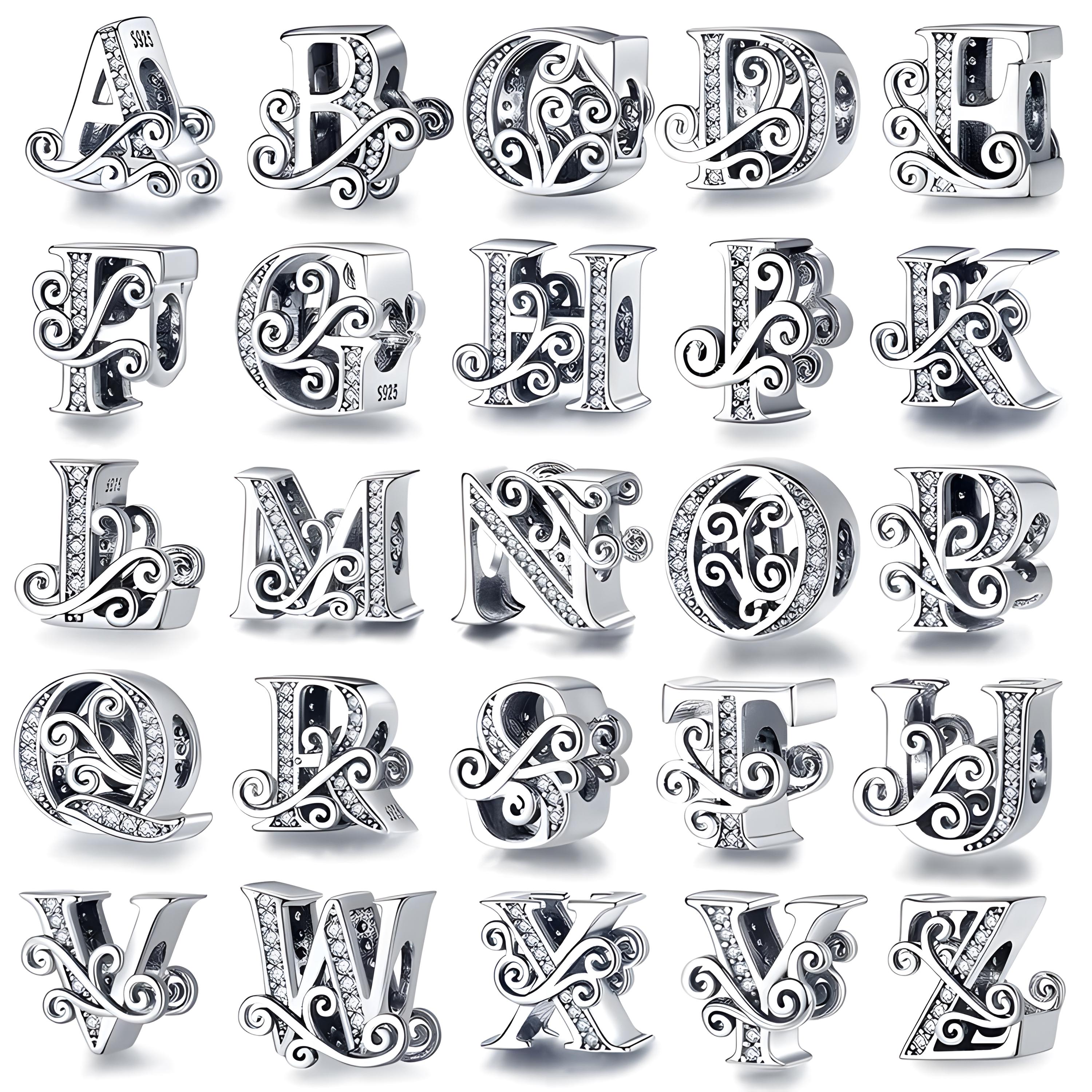 Sparkly Initial Charms, Letter Charms, A-Z Charms, Genuine 925 Silver ...