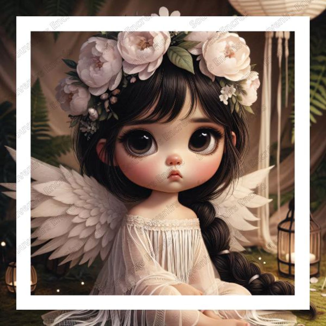 Dreamy Little Angel Girl – Fairy-tale and Poetic Illustration ...