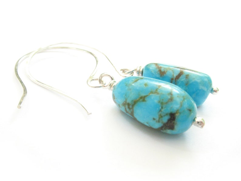 Genuine Turquoise Sterling Silver Earrings With Natural Stone Turquoise ...