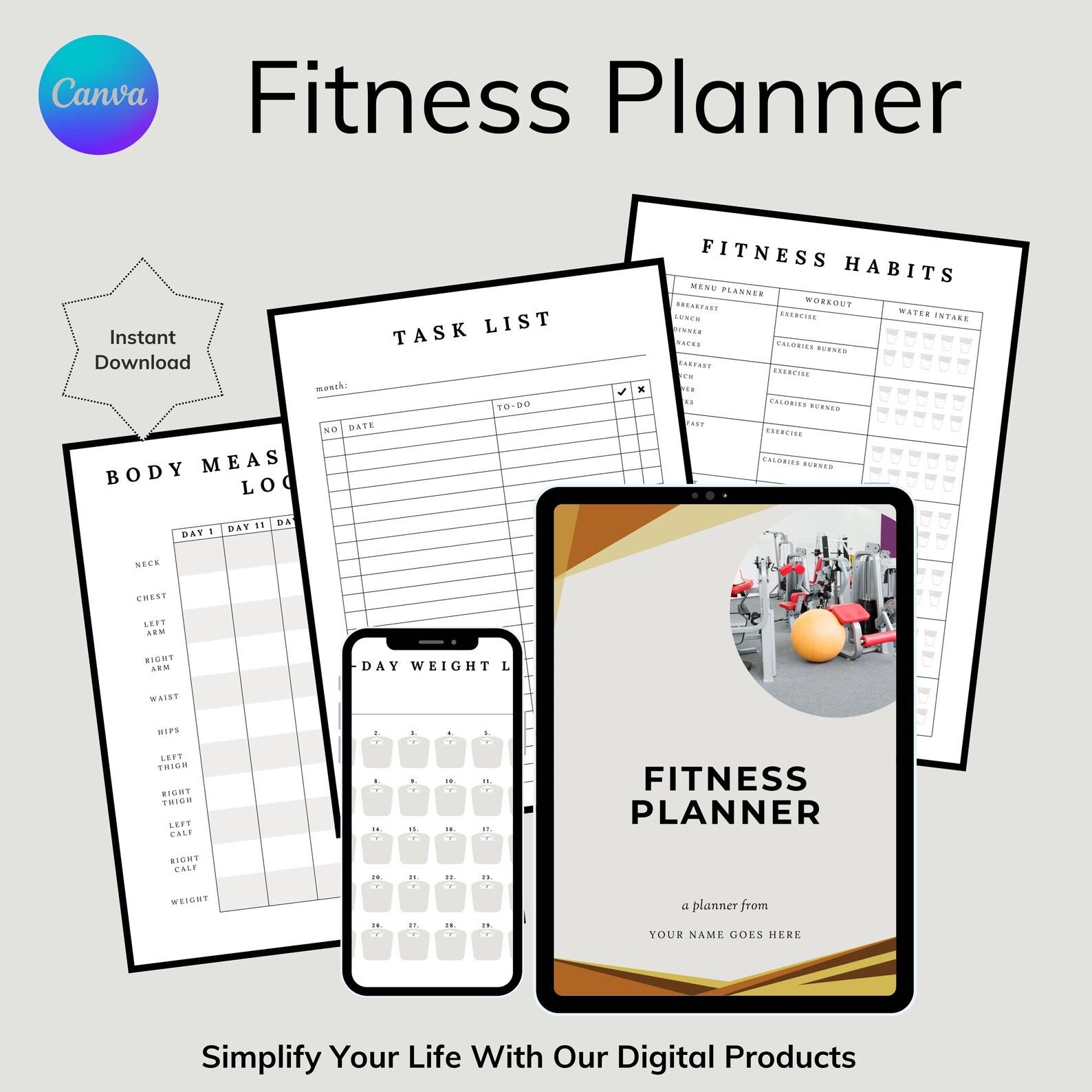 Fitness Planner, Fitness Goal Tracker, Gym Workout Log, Health Planner ...