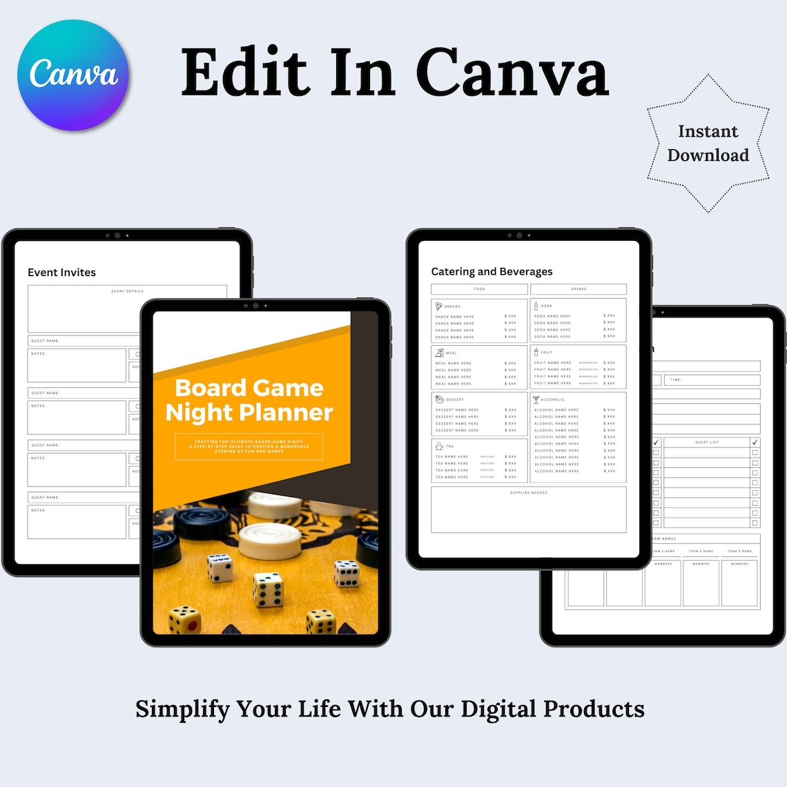 Board Games Night Planner, Printable Board Game Organizer, Family Fun ...