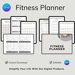 Fitness Planner, Fitness Goal Tracker, Gym Workout Log, Health Planner ...