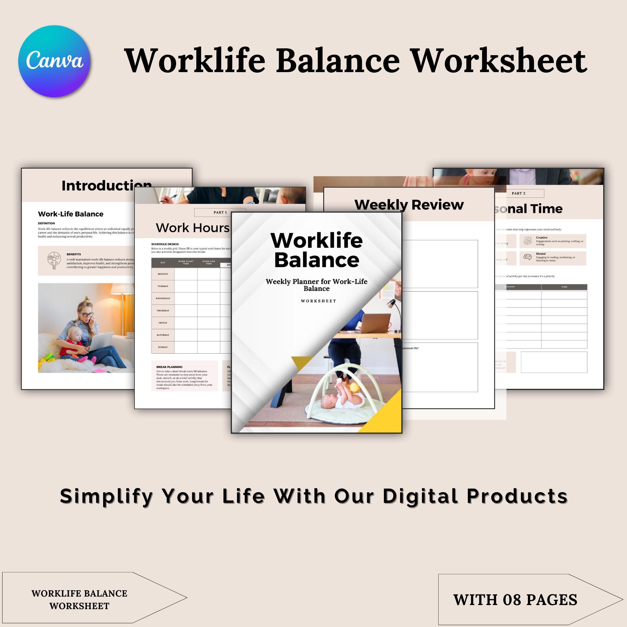 Work Life Balance Worksheet, Weekly Planner for Work-life Balance ...