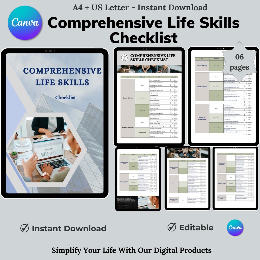 Life Skills Checklist, Personal Development Tracker, Daily Habits ...