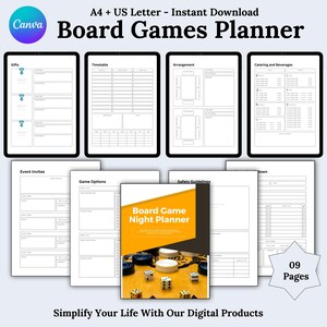 Board Games Night Planner, Printable Board Game Organizer, Family Fun ...