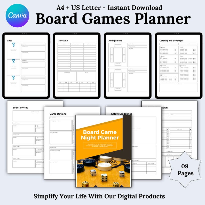 Board Games Night Planner, Printable Board Game Organizer, Family Fun ...