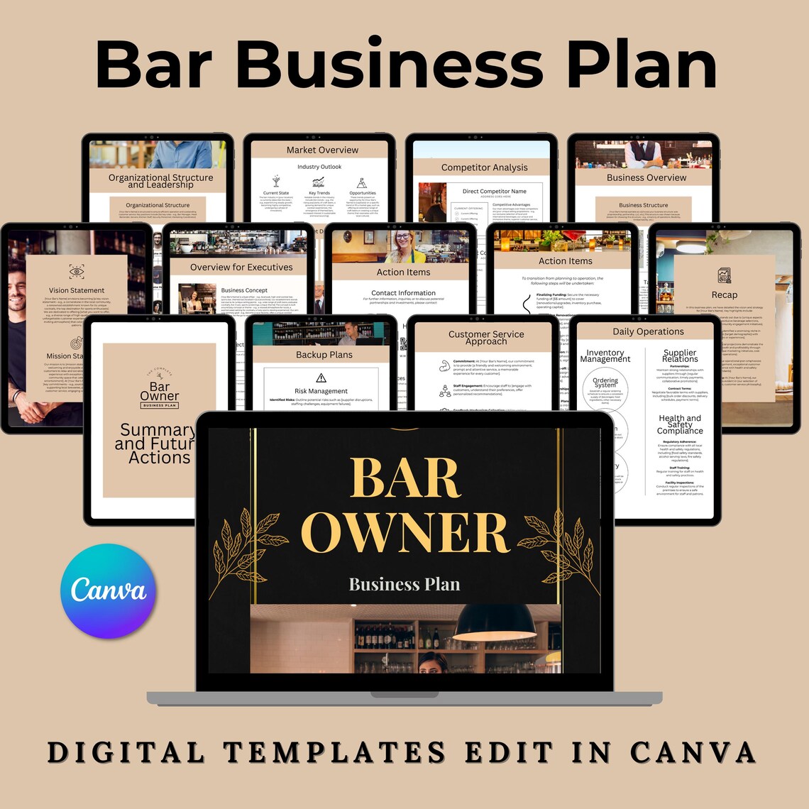 Bar Owners Template, Bar Business Plan, Digital Printable Plan Download ...