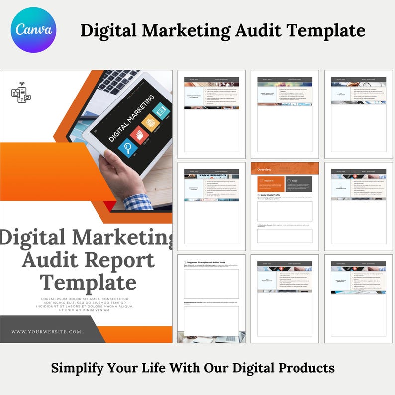 Digital Marketing Audit Template, Social Media Marketing Planner, Email ...
