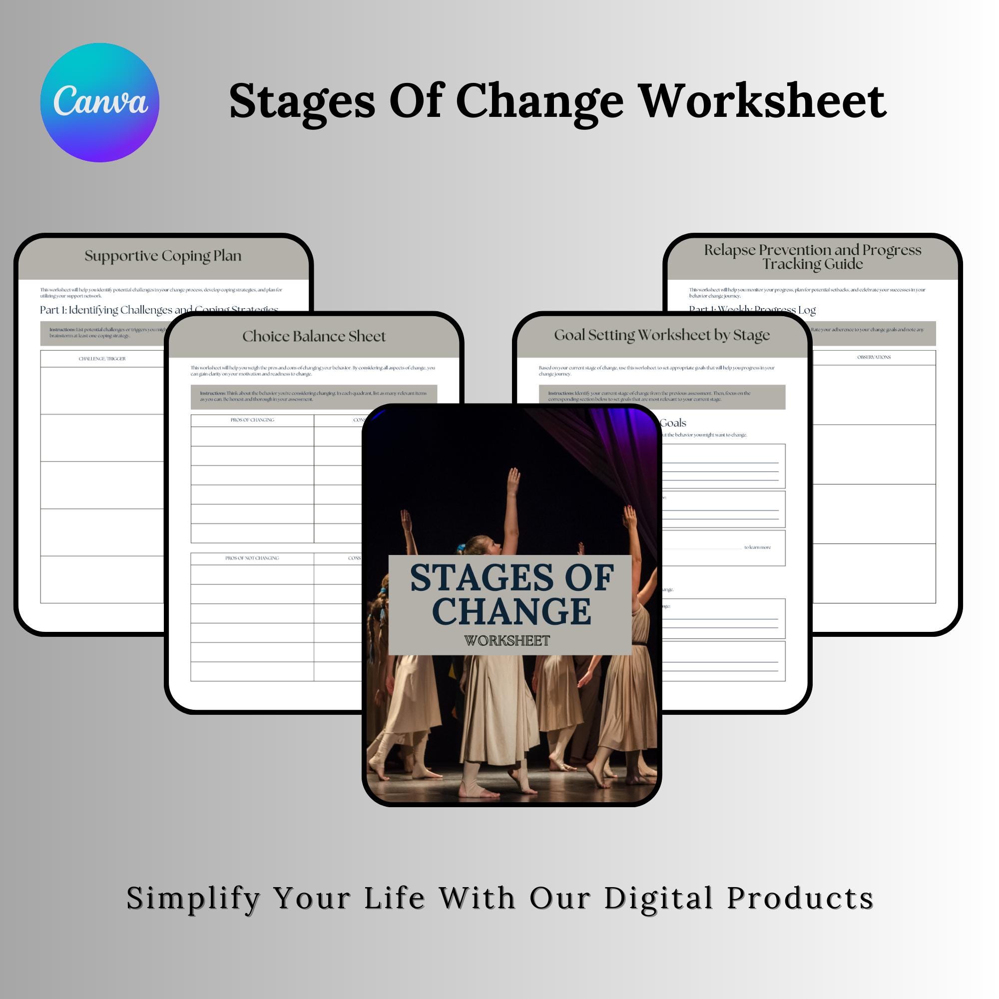 Stages of Change Worksheet Template, Behavior Management Therapy Tool ...