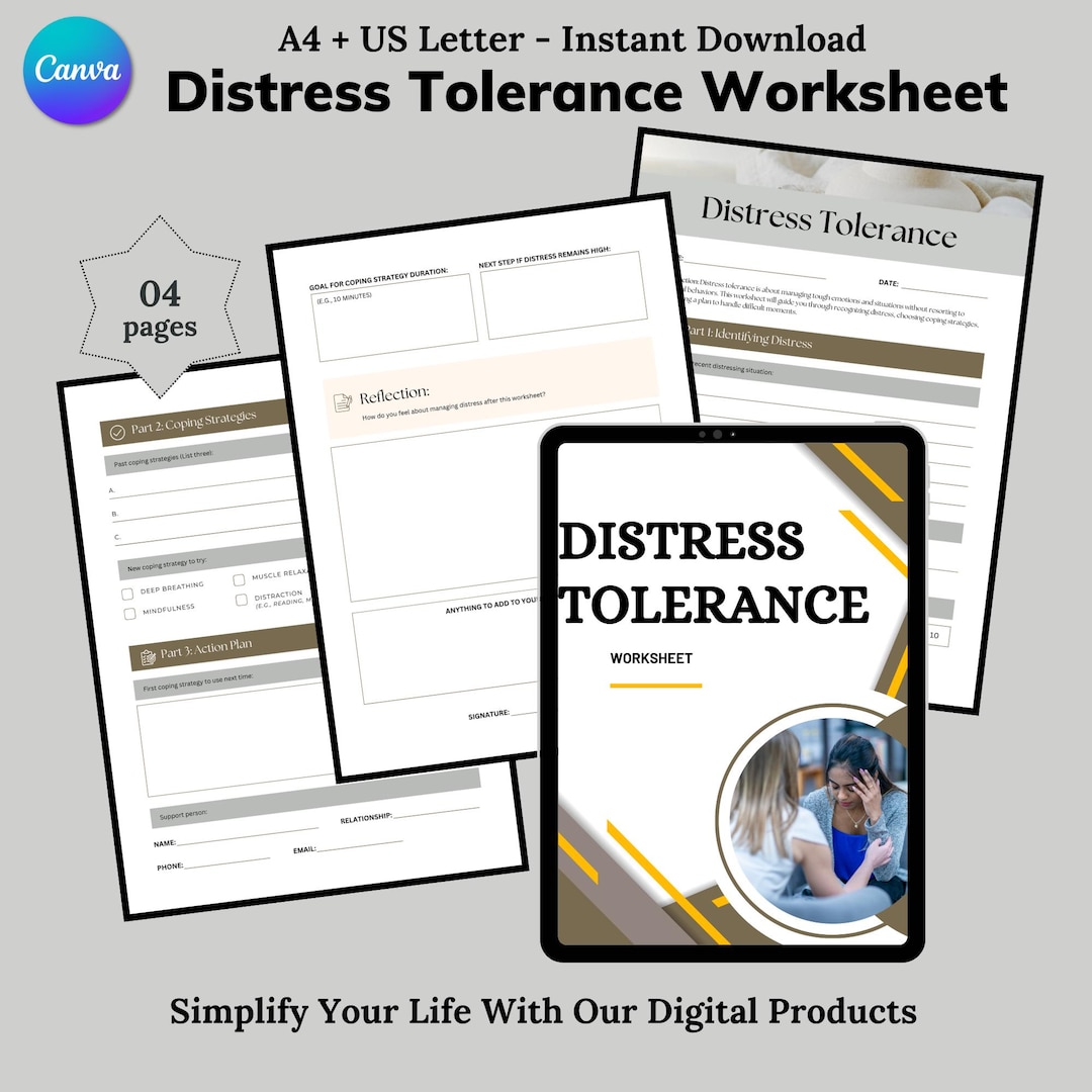Distress Tolerance Worksheet, Anxiety Management Tools, Dialectical ...
