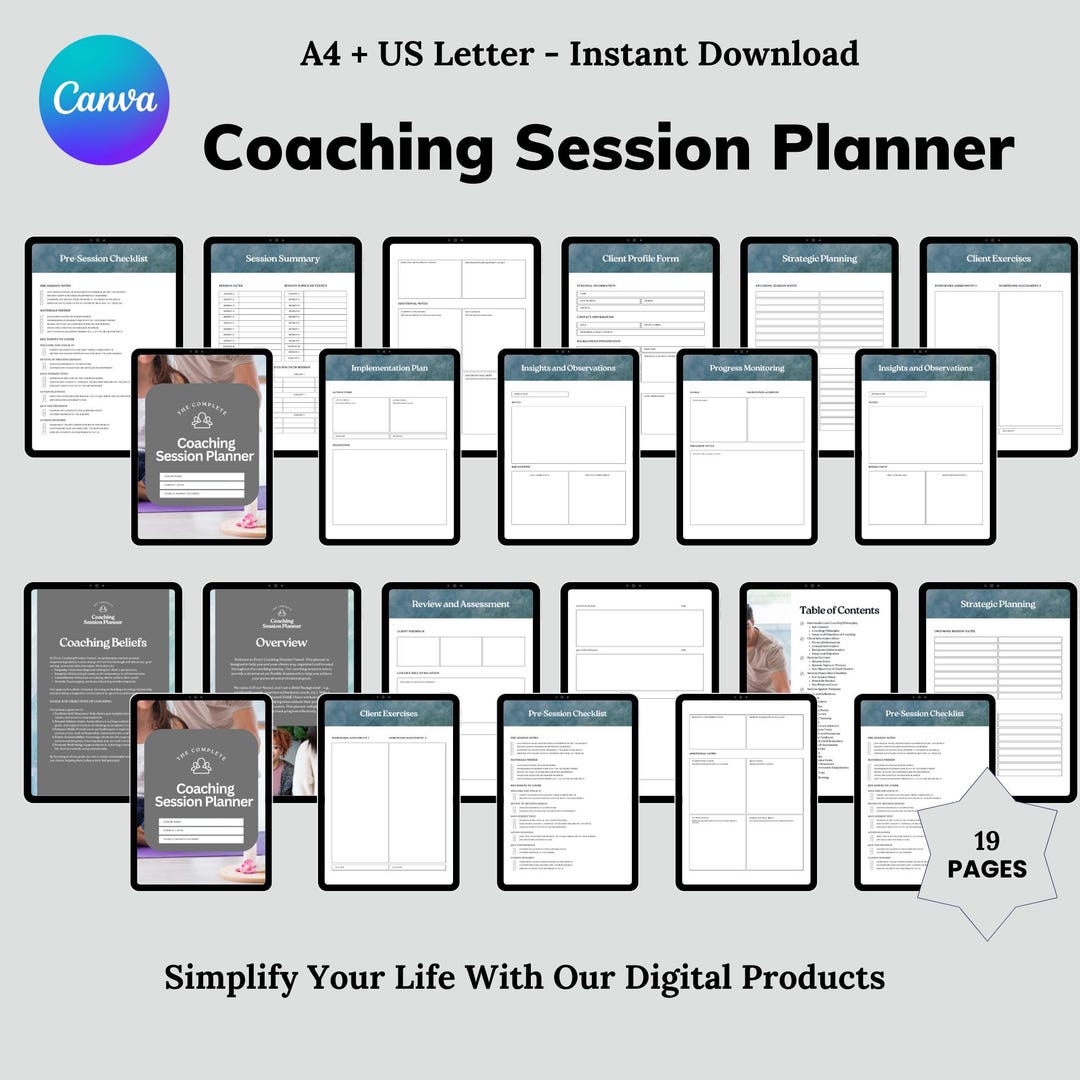 Coaching Planner, Coaching Session Guide, Client Coaching Meeting, Life ...