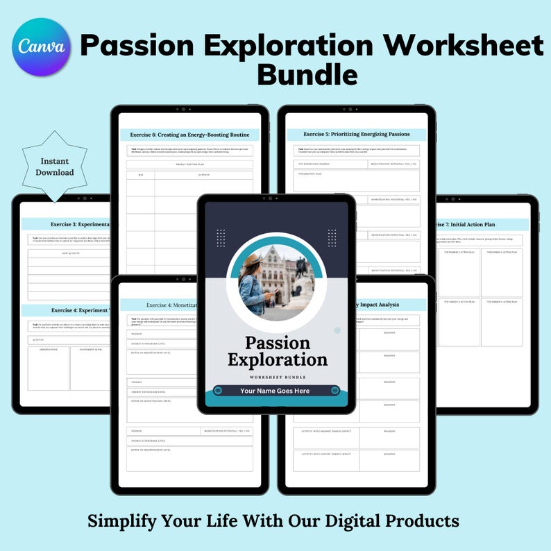 Identity Exploration Printable Worksheets, Passion Exploration ...