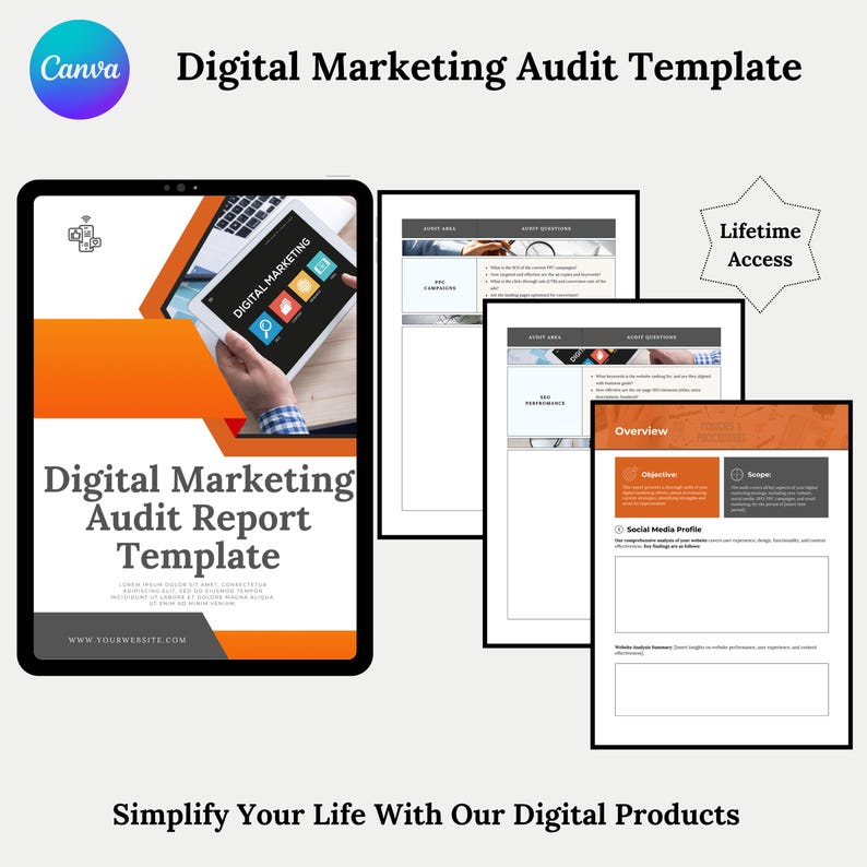 Digital Marketing Audit Template, Social Media Marketing Planner, Email ...