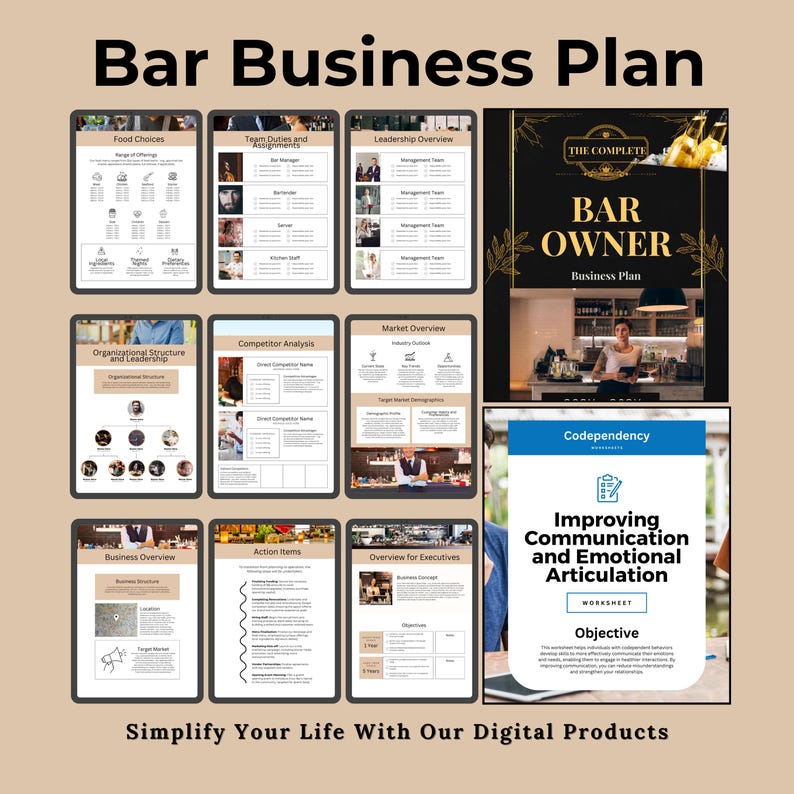 Bar Owners Template, Bar Business Plan, Digital Printable Plan Download ...
