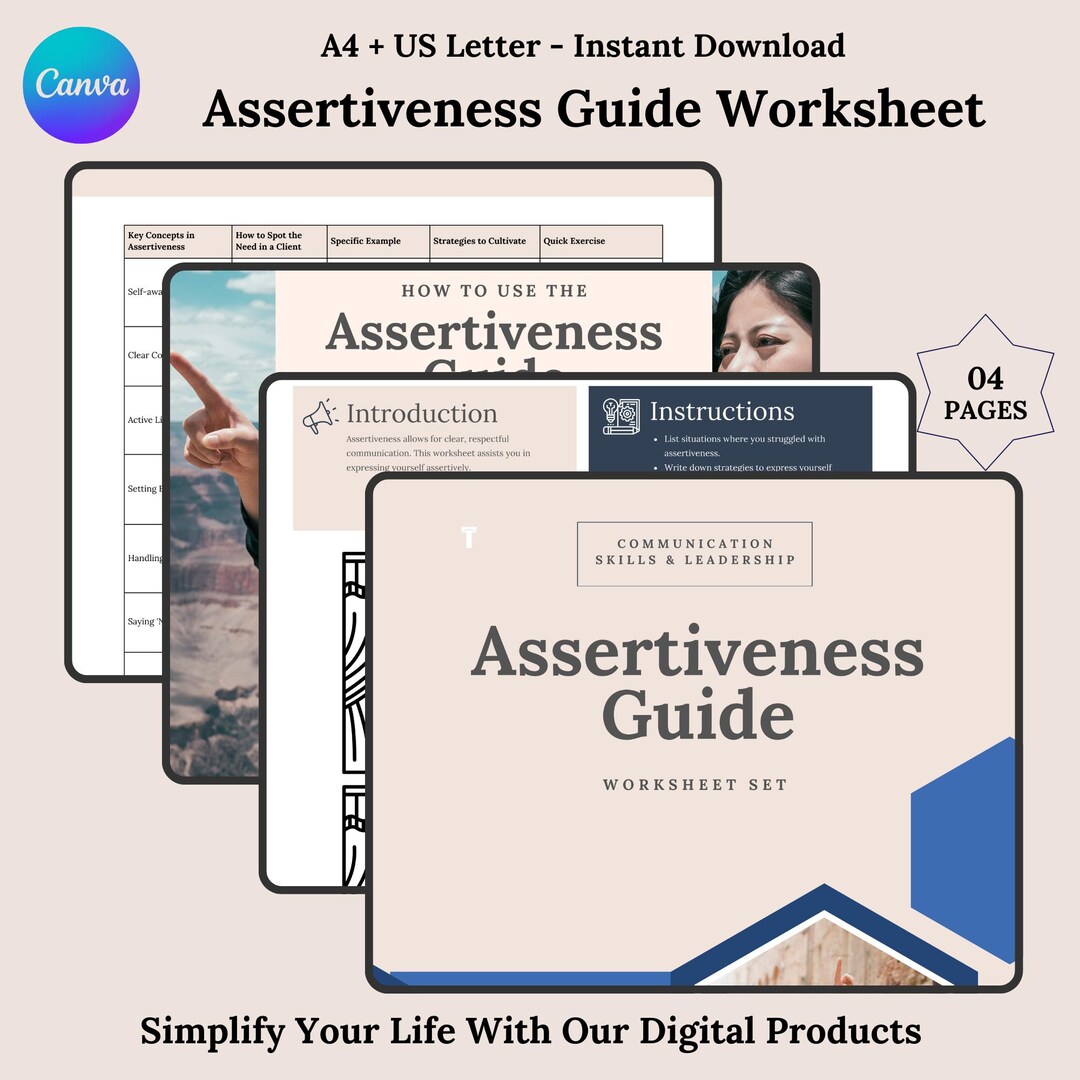 Assertiveness Skills Worksheet, Build Assertiveness Guide ...