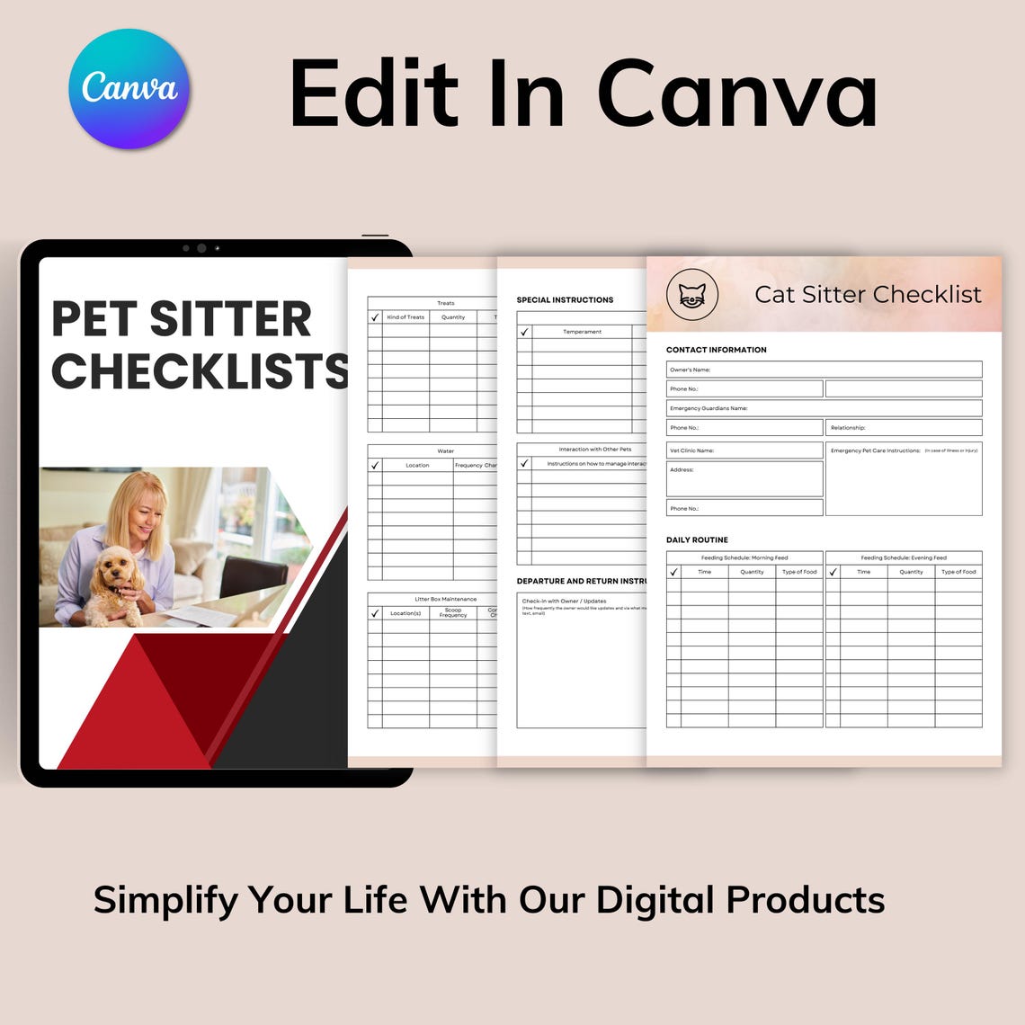 Pet Sitter Checklist, Pet Care Log Template, Pet Sitting Care ...