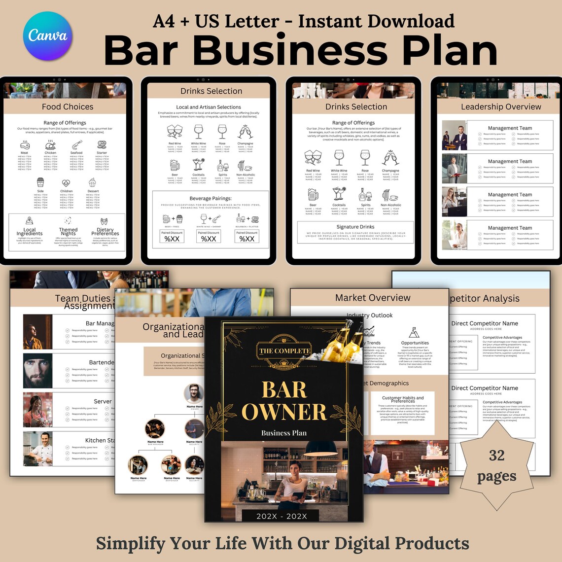 Bar Owners Template, Bar Business Plan, Digital Printable Plan Download ...