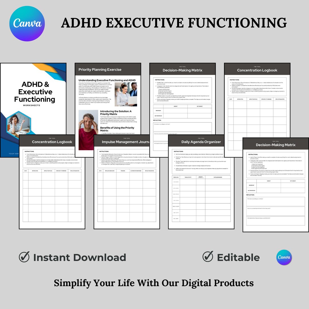 Adhd Worksheets, Executive Function Worksheet, Self Development ...