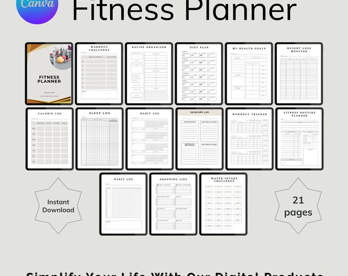 FITNESS PLANNER, Monthly Planner, Daily Planner, Habit Tracker, Fitness ...