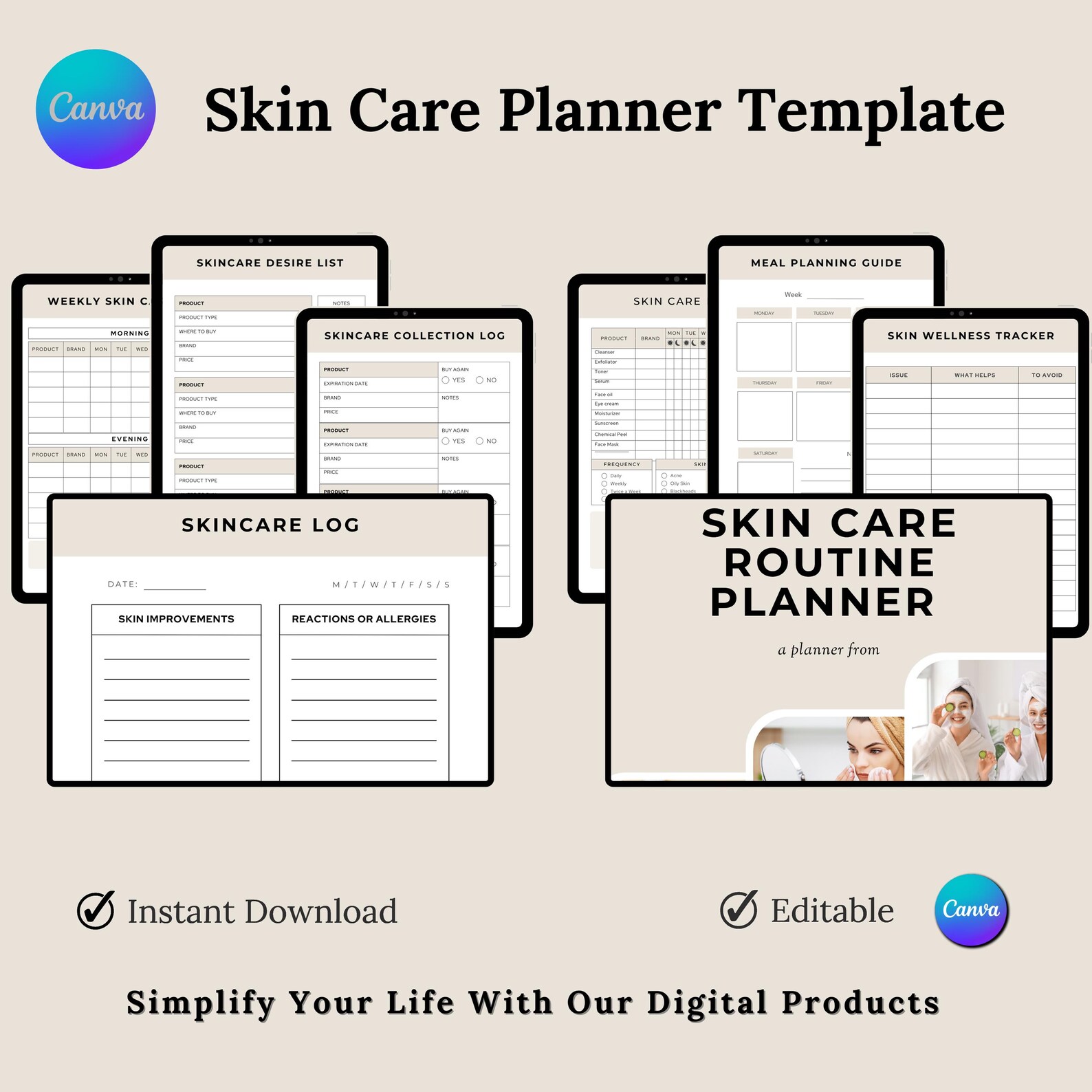 Skin Care Routine Planner, Daily Weekly Skin Care Tracker, Skin Care ...