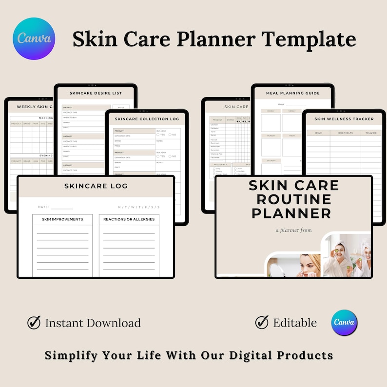Skin Care Routine Planner, Daily Weekly Skin Care Tracker, Skin Care ...
