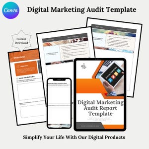 Digital Marketing Audit Template, Social Media Marketing Planner, Email ...
