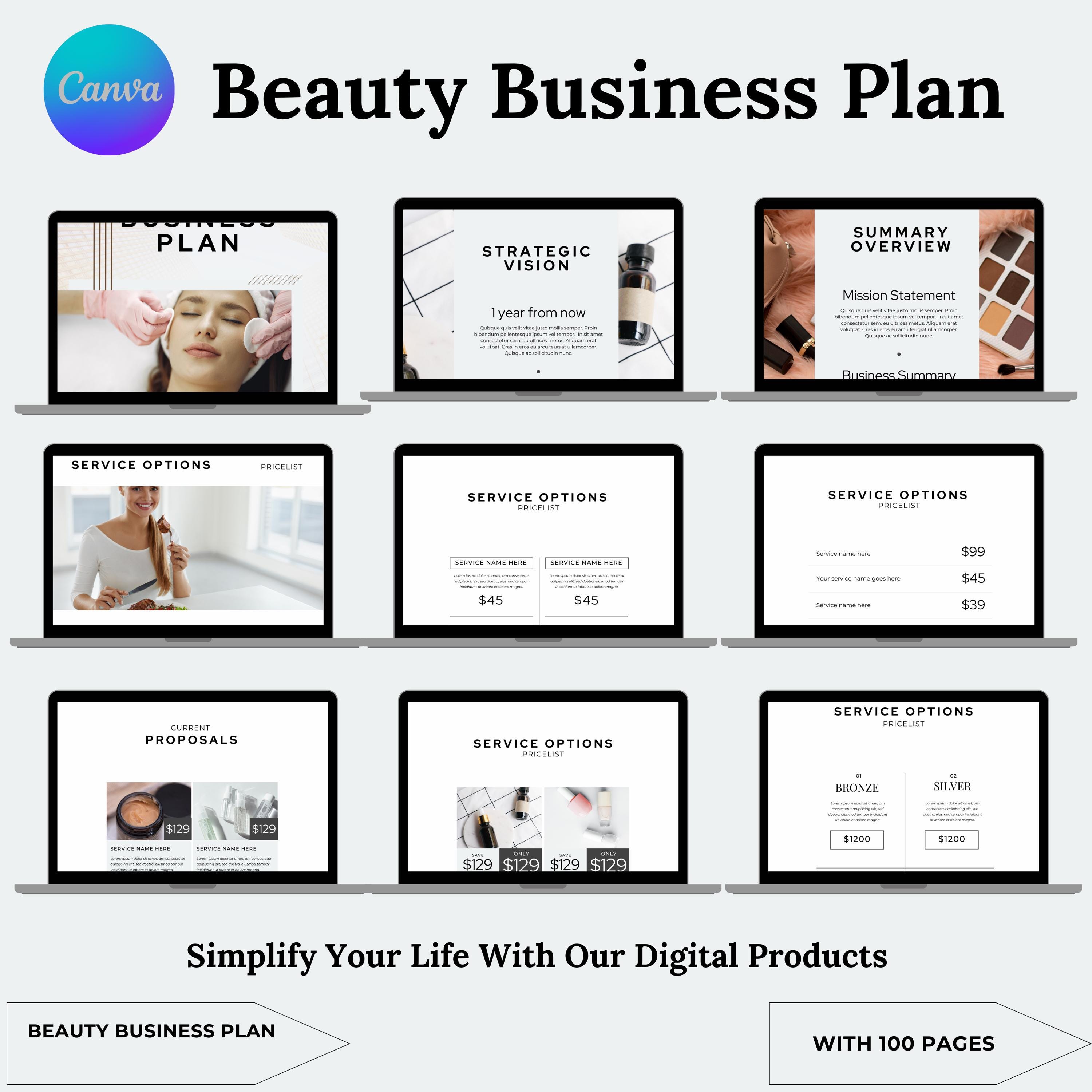 Beauty Business Plan, Salon Spa Business Strategy Template, Beauty ...