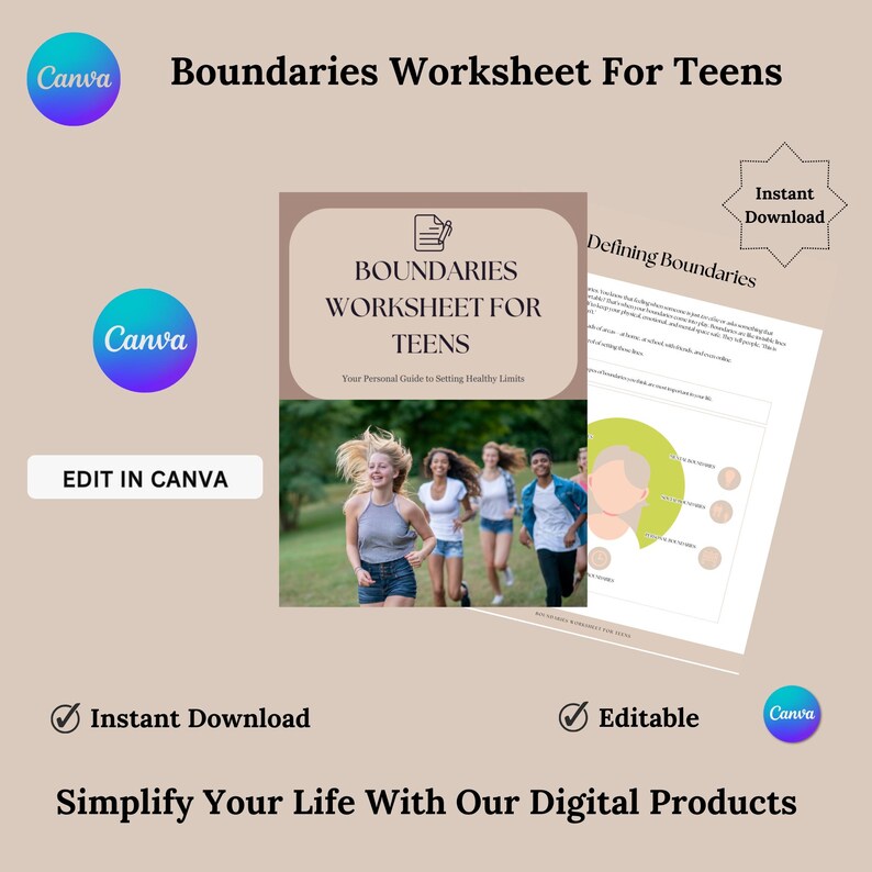 Boundaries Worksheet, Boundaries Worksheet for Teens, Self Care ...
