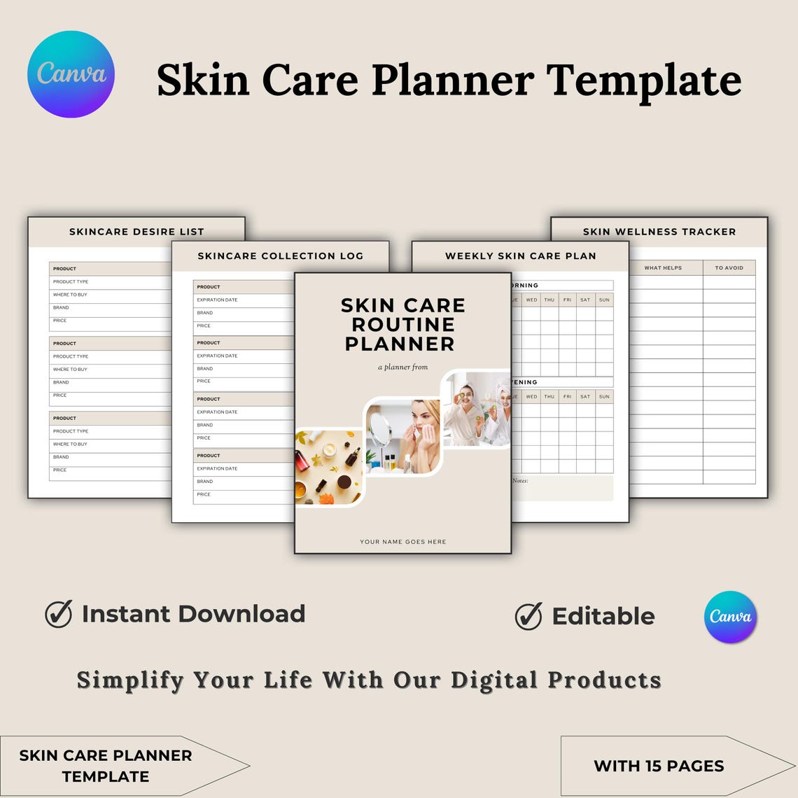 Skin Care Routine Planner, Daily Weekly Skin Care Tracker, Skin Care ...
