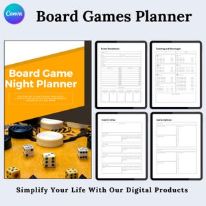 Board Games Night Planner, Printable Board Game Organizer, Family Fun ...