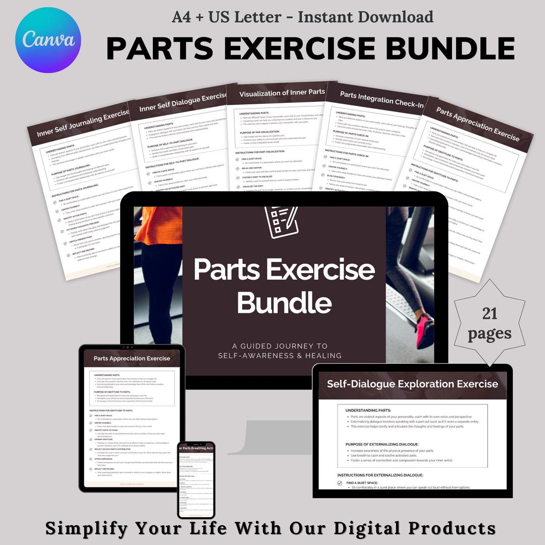 Exercise Tracker, Self Awareness Bundle Tracker, Healing Journal ...