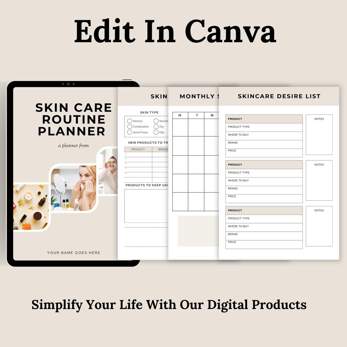 Skin Care Routine Planner, Daily Weekly Skin Care Tracker, Skin Care ...