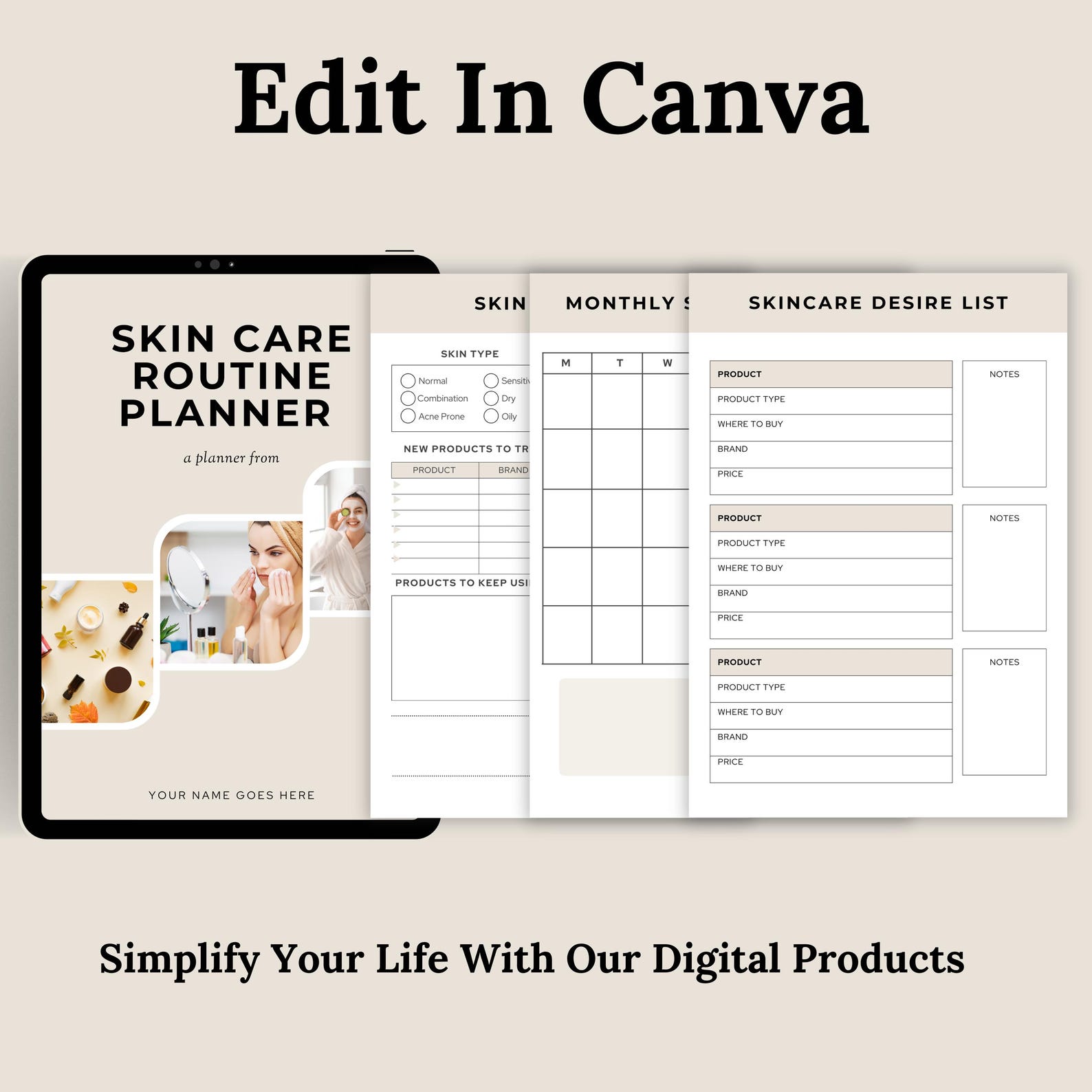 Skin Care Routine Planner, Daily Weekly Skin Care Tracker, Skin Care ...