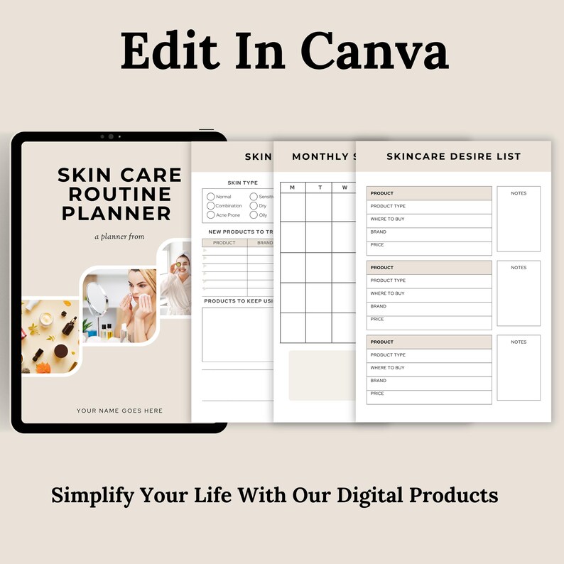 Skin Care Routine Planner, Daily Weekly Skin Care Tracker, Skin Care ...