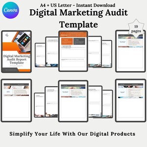 Digital Marketing Audit Template, Social Media Marketing Planner, Email ...
