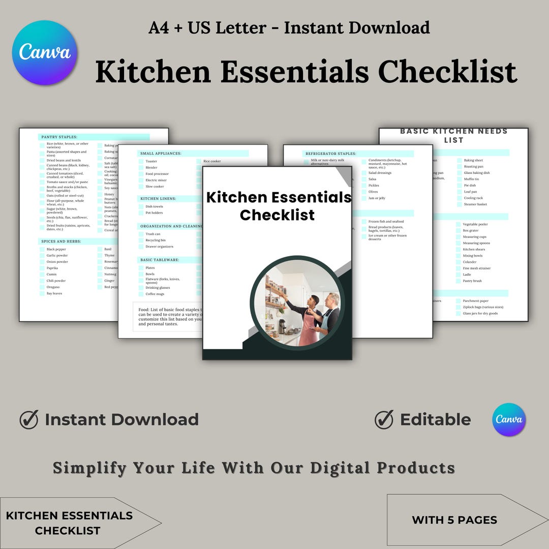 Kitchen Essentials Checklist, Must-have Kitchen Items, Kitchen Starter ...