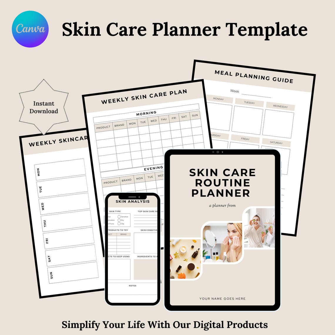 Skin Care Routine Planner, Daily Weekly Skin Care Tracker, Skin Care ...