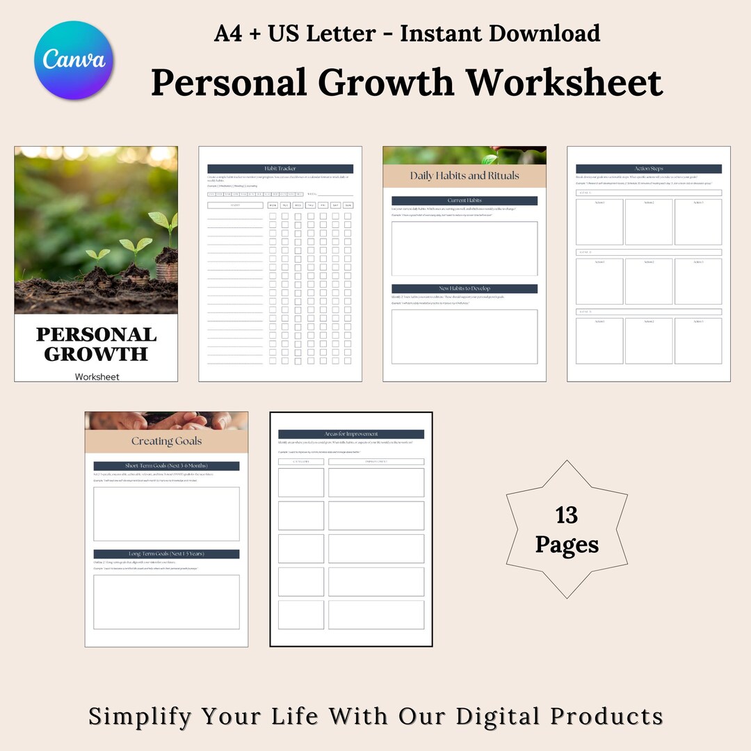 Personal Growth Worksheet, Positive Mindset Affirmations Worksheet ...