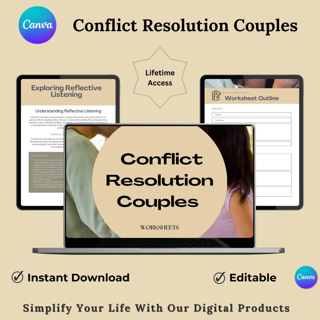 Conflict Worksheet, Conflict Resolution Couples Worksheet, Emotional ...