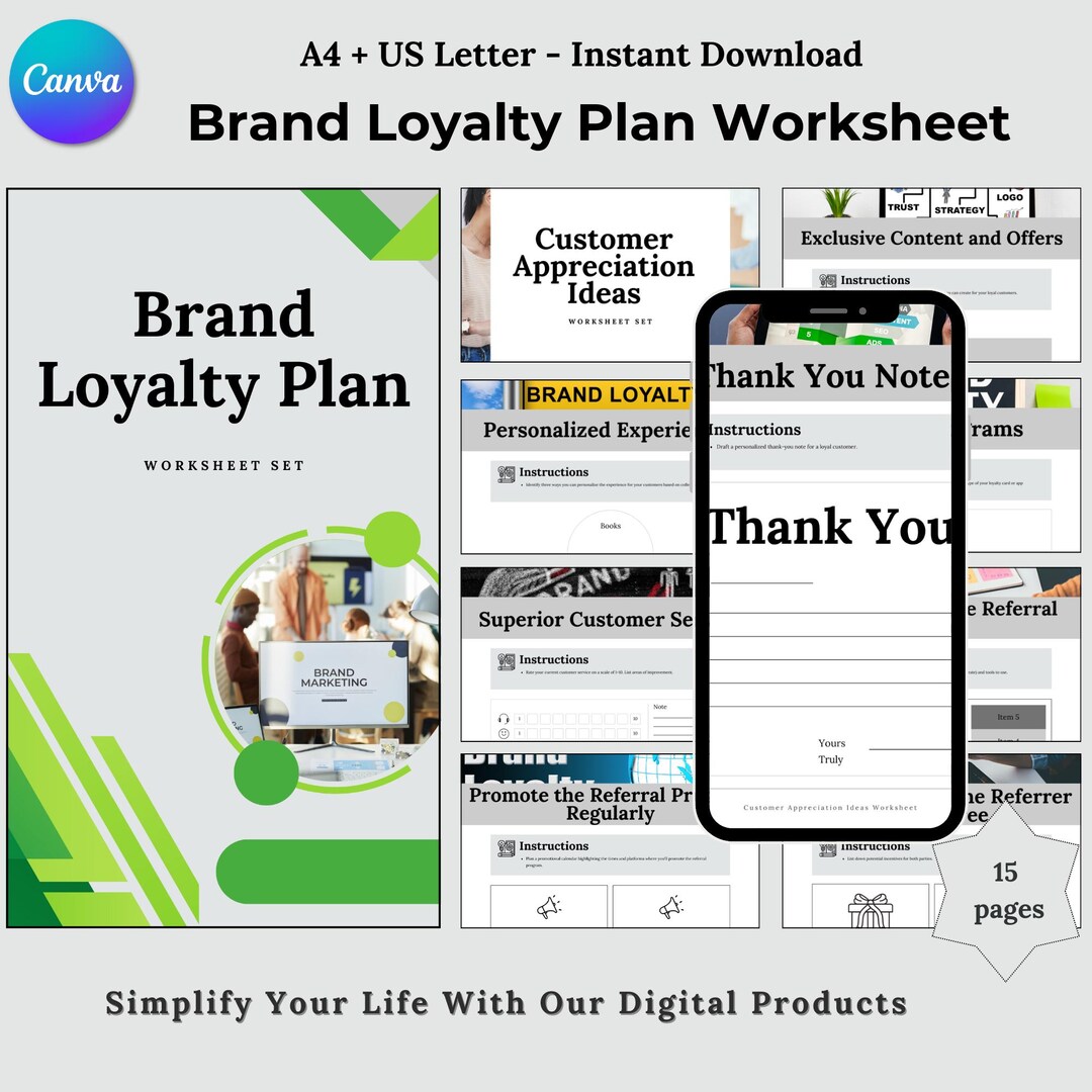 Business Brand Strategy Template, Brand Loyalty Plan Worksheet ...