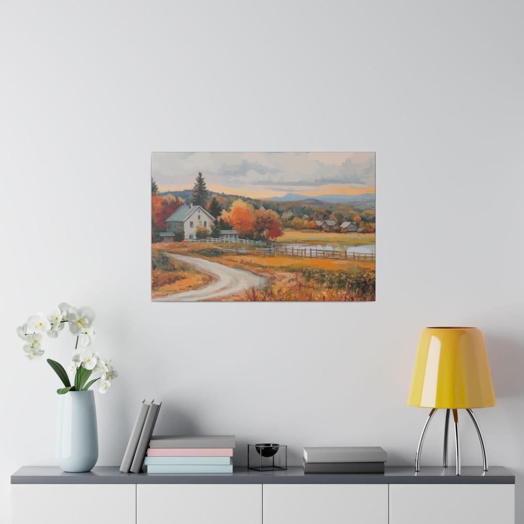 Canvas Print, New England Farm Scene Wall Art, Matte Stretched 0.75 ...