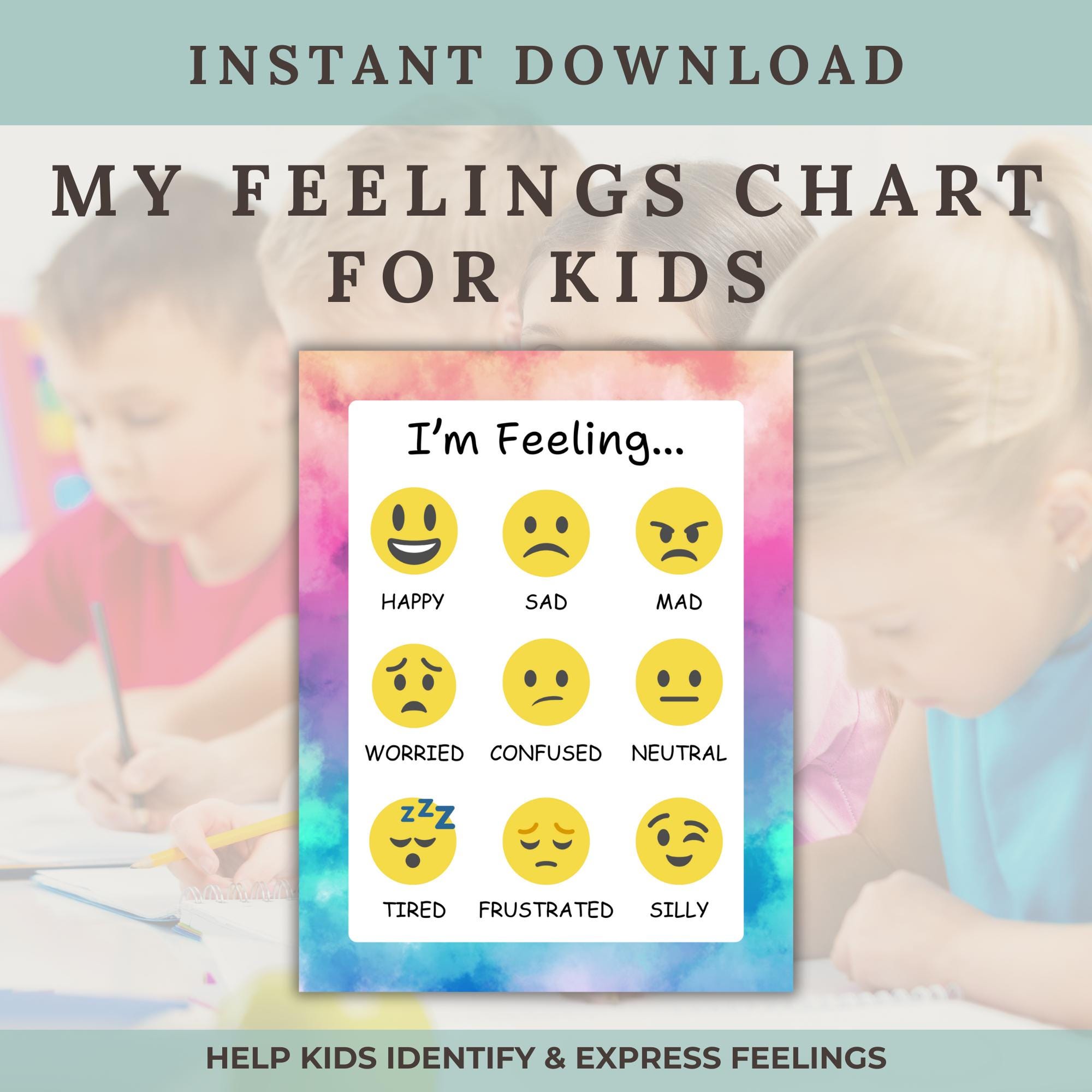 My Feelings Chart for Kids | Printable Emotion Tracker | Help Kids ...