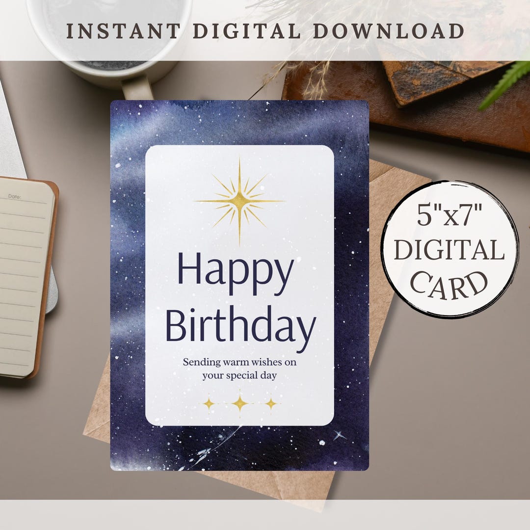 Starry Celestial Birthday Wishes Birthday Card – Instant Digital ...