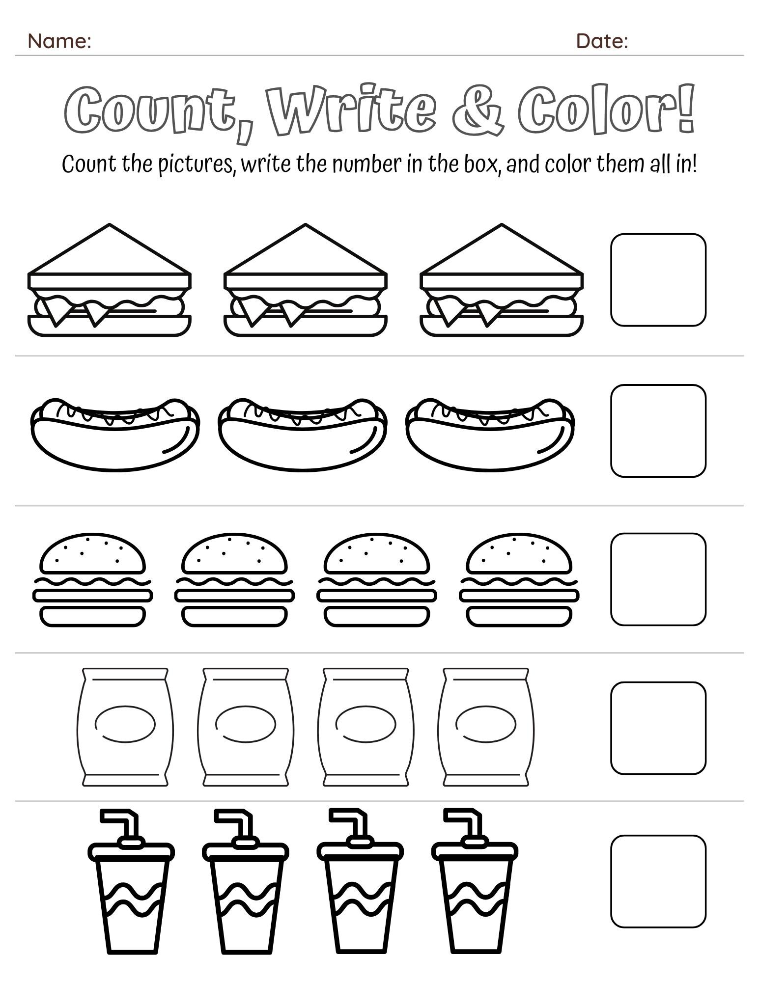 Counting & Writing Worksheets for Kids – 60 Unique Printable Activity ...
