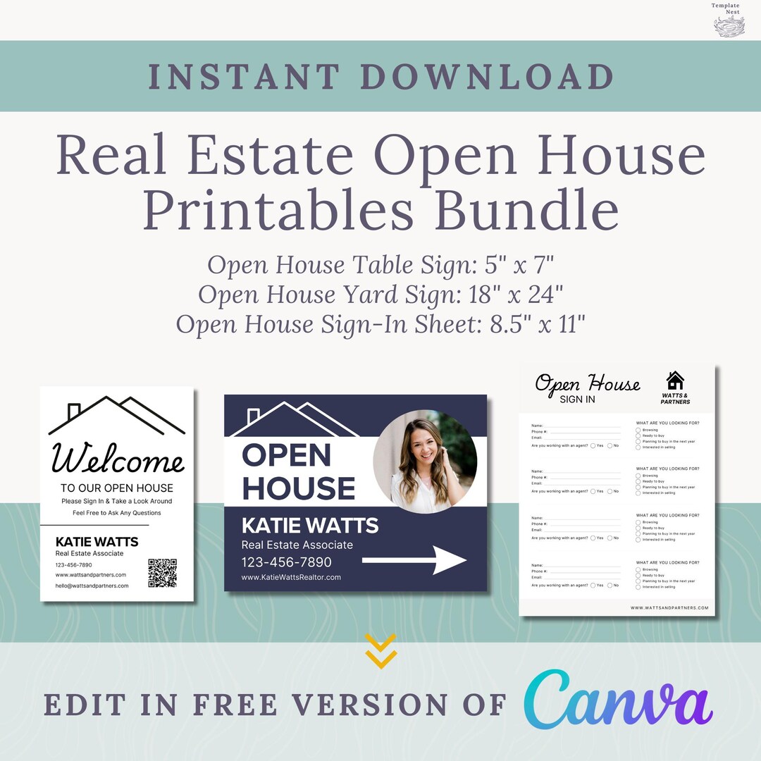 Realtor Open House Kit | Table Sign, Yard Sign, and Sign-in Sheet | New ...