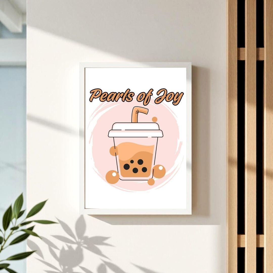 Pearls of Joy Cute Boba Tea Digital Wall Art Instant Download Bubble ...