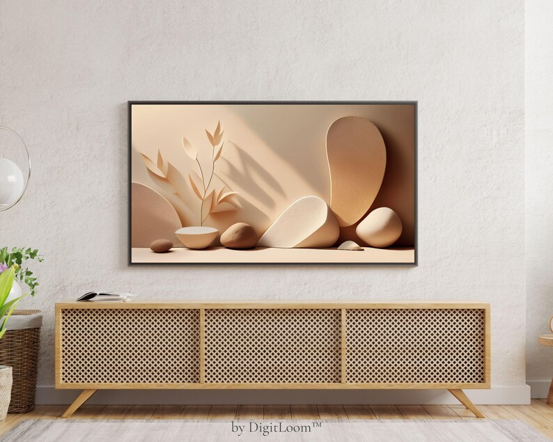 Neutral Stone Shapes – Modern Nordic TV Frame Art | Samsung Frame TV ...