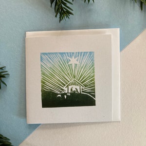 Nativity Christmas Card Linocut Design Print Merry Christmas Bethlehem ...